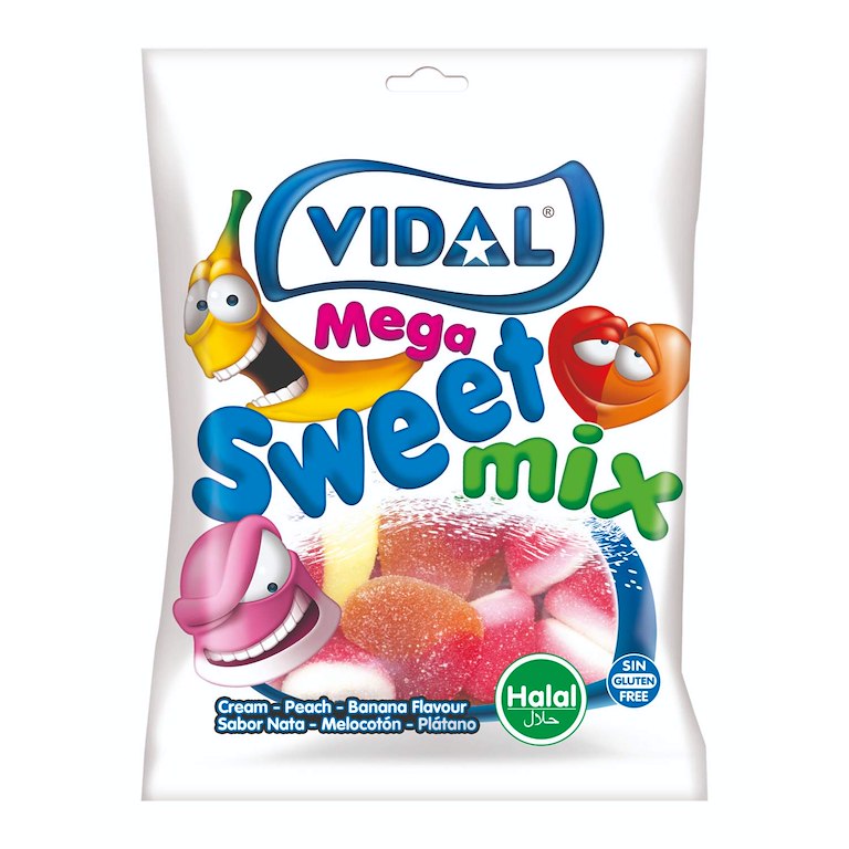 Bombone gumene mega sweet mix 90g Vidal