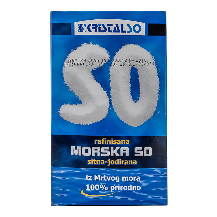 Morska so rafinisana sitna jodirana 1kg Kristal So