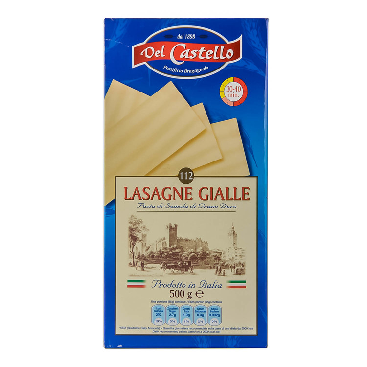 Lazanje Gialle durum testenina 500g Del Castello