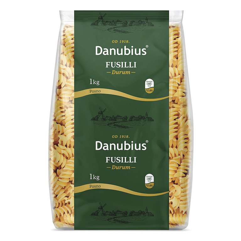 Testenina fusilli durum 1kg Danubius