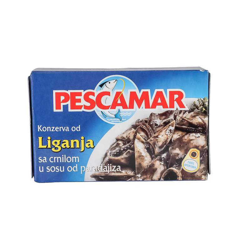Lignje sa crnilom u sosu od paradajza 111g Pescamar