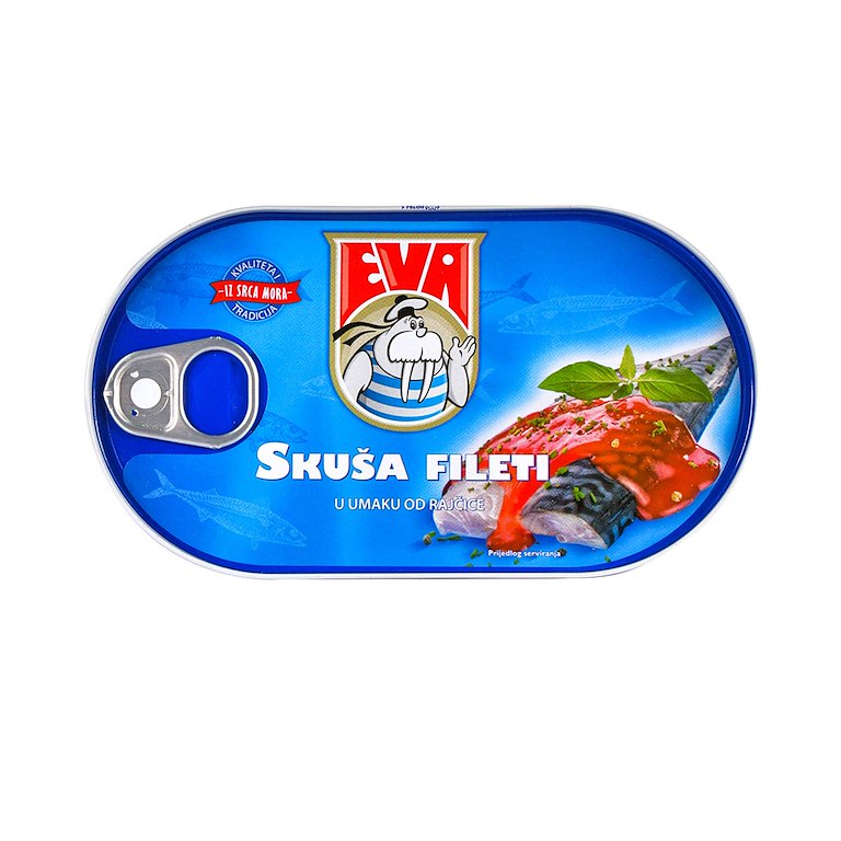 Skuša fileti u paradajz sosu 170g Eva