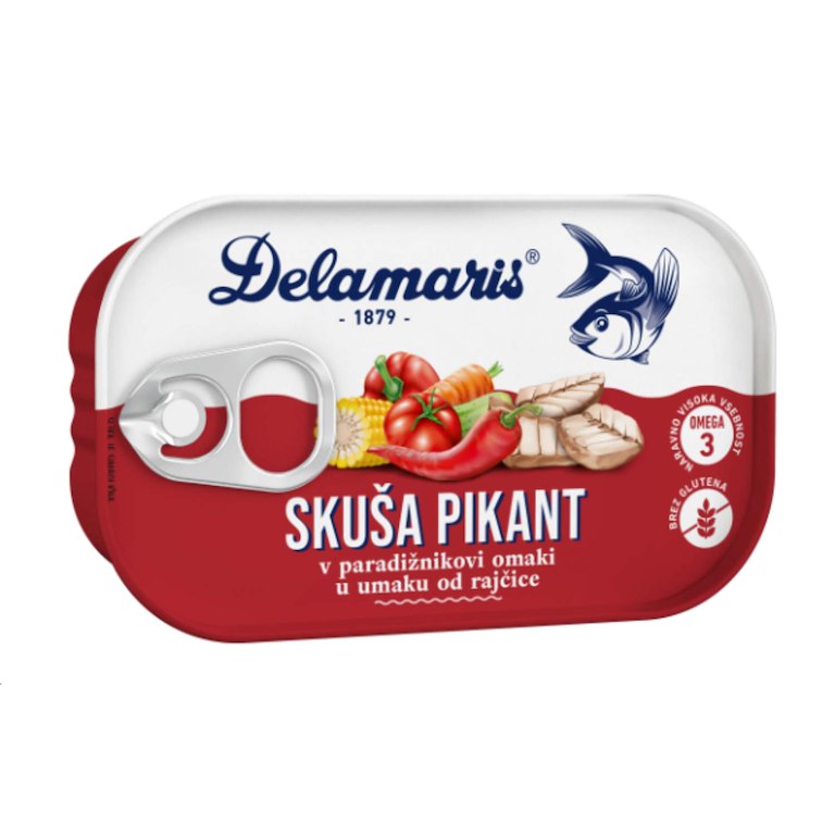 Skuša sa povrćem pikant 125g Delamaris