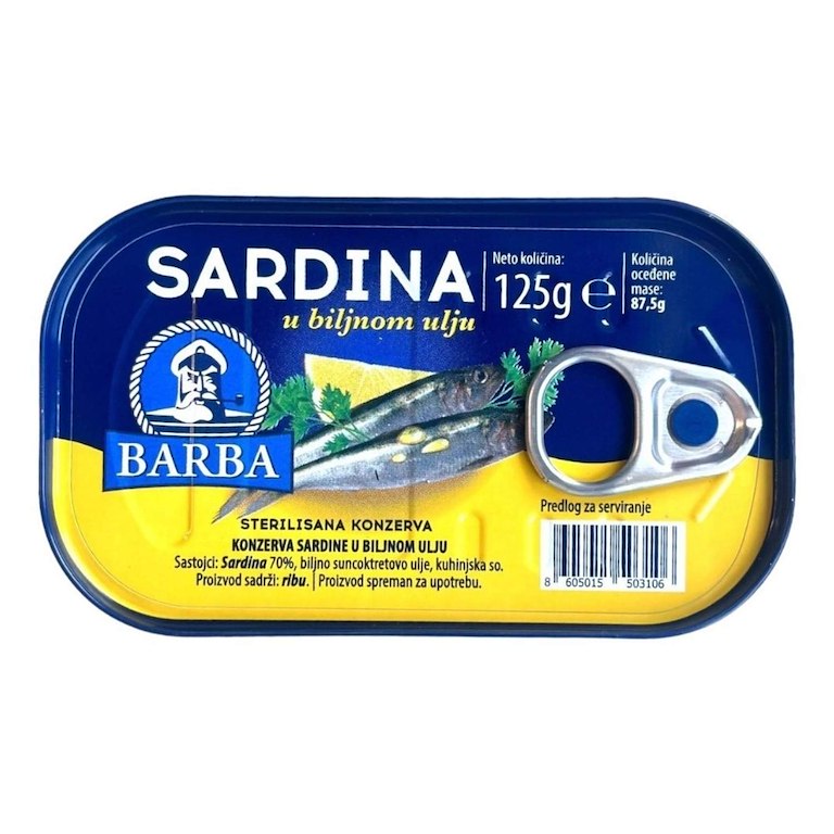 Sardina u ulju 125g Barba