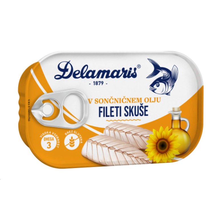 Fileti skuše u suncokretovom ulju 125g Delamaris