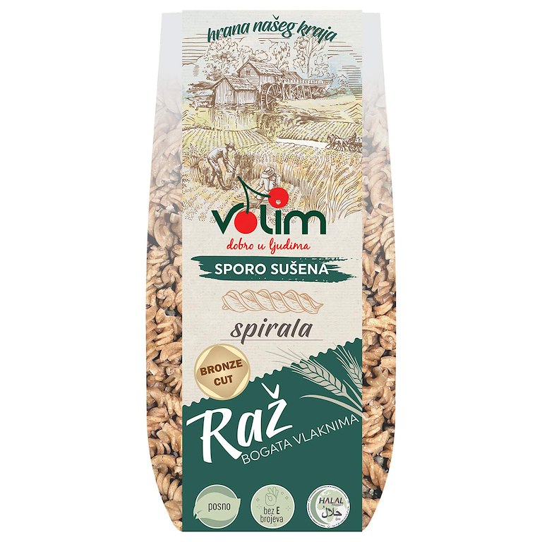 Testenina sa brašnom od raži spirala 250g Volim
