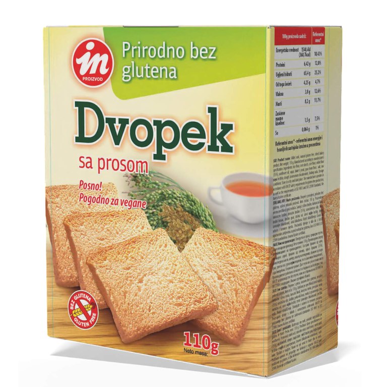 Dvopek bezglutenski proso 110g In