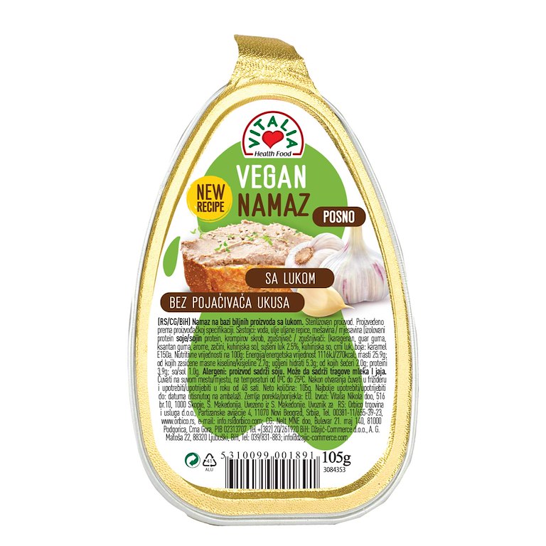 Pašteta sojina sa belim lukom 105g Vitalia