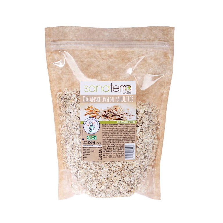 Ovsene pahuljice organske 250g Sanaterra