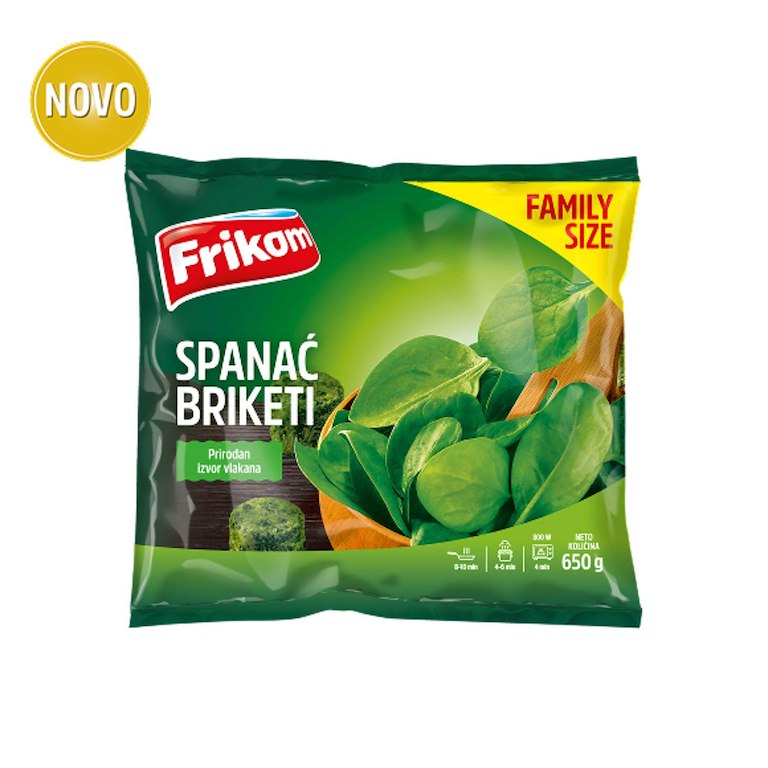 Spanać u briketima smrznut 650g Frikom
