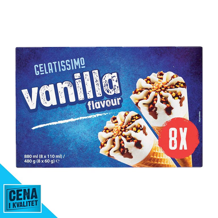 Sladoled kornet vanila 8x110ml Gelatissimo
