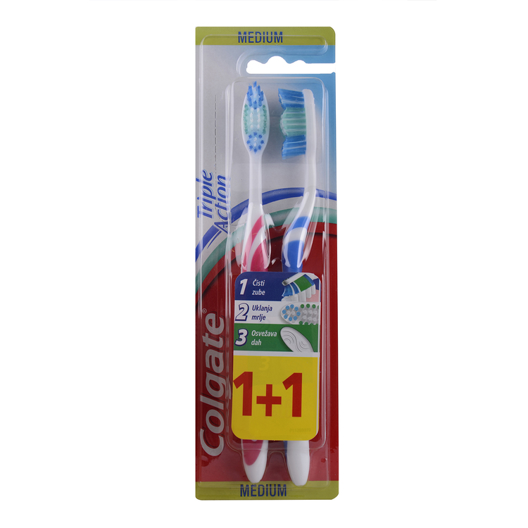 Četkica za zube medium Triple Action 1+1 Colgate