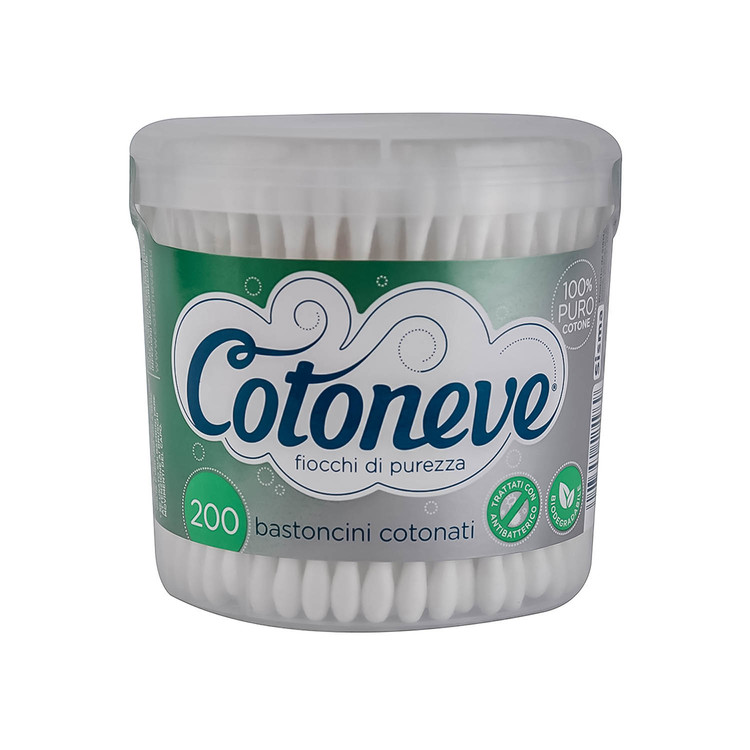 Štapići za uši biorazgradivi sa papirnom drškom u okrugloj kutiji 200/1 Cotoneve