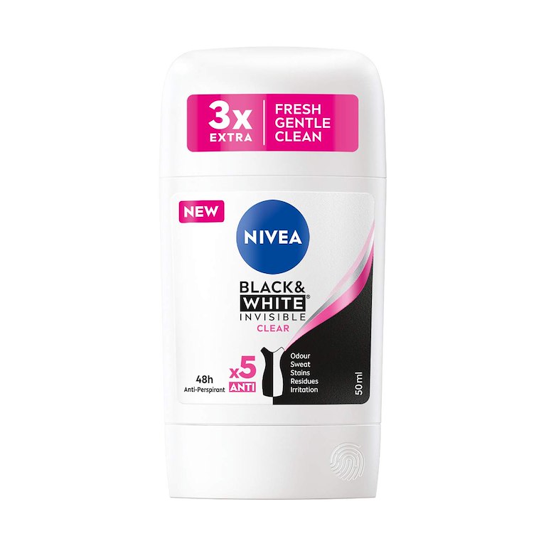 Dezodorans stik Black&White Clear 50ml Nivea
