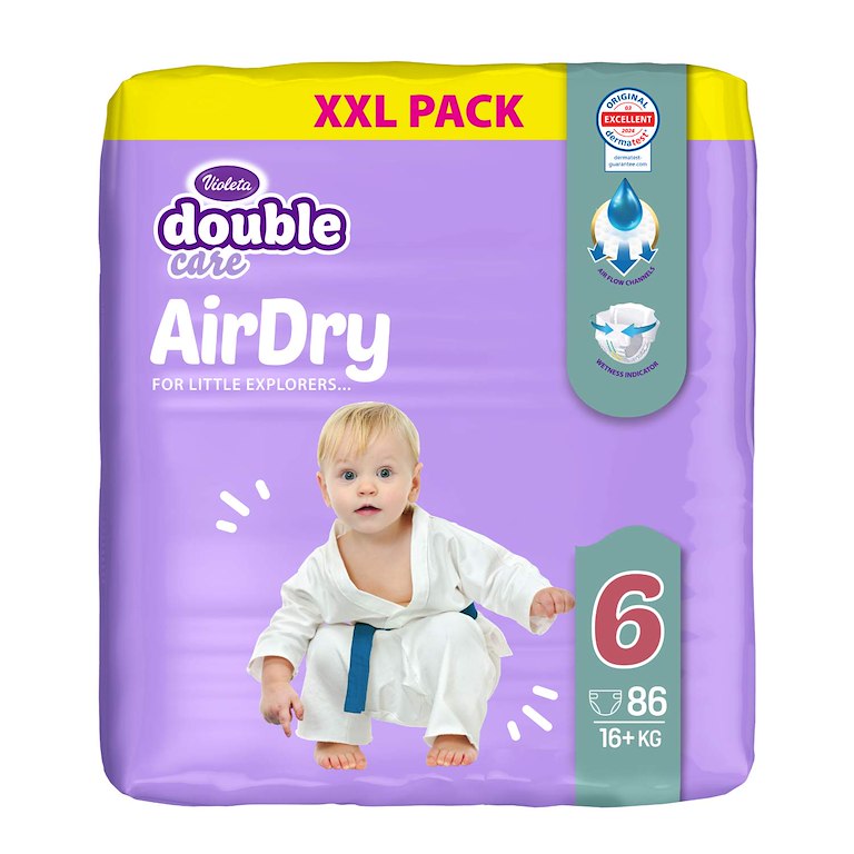 Pelene Double Care Air Dry Giga 6 Junior+ 86/1 Violeta