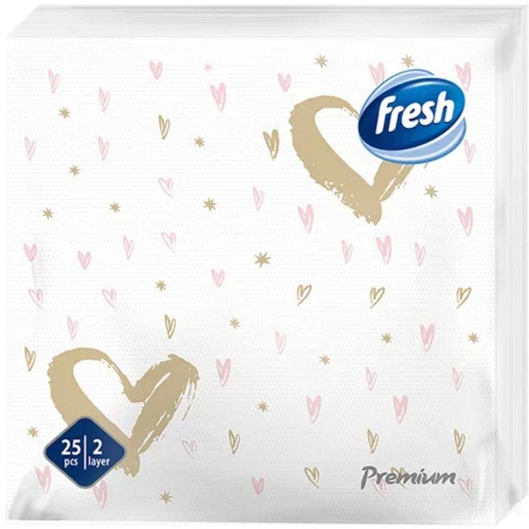 Salvete dekor premium srca dvoslojne 25/1 Fresh
