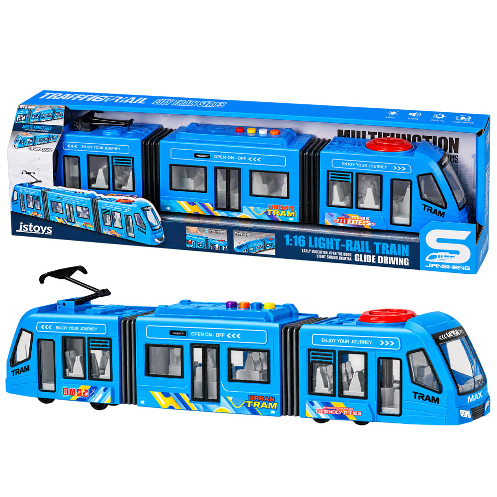 Plavi tramvaj sa svetlom i zvukom