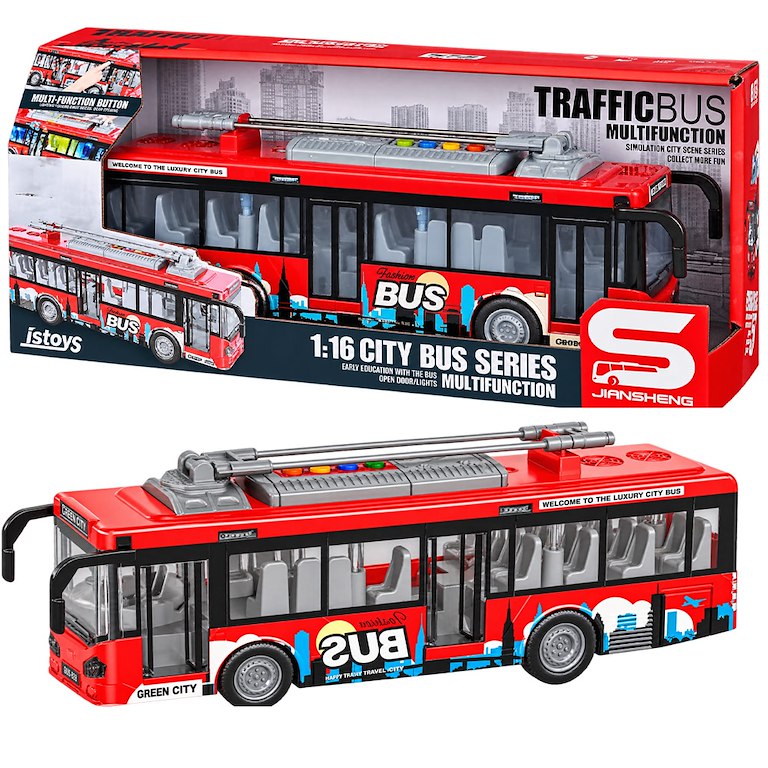 Autobus sa svetlom i zvukom crveni