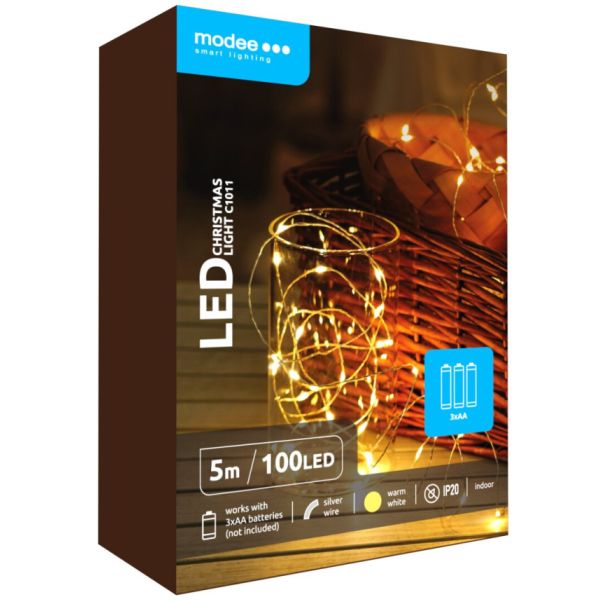 Modee Lighting * ML-C1011 Lampice za jelku sa 100 toplo belih LED dioda,5m toplo bele, 3xAA