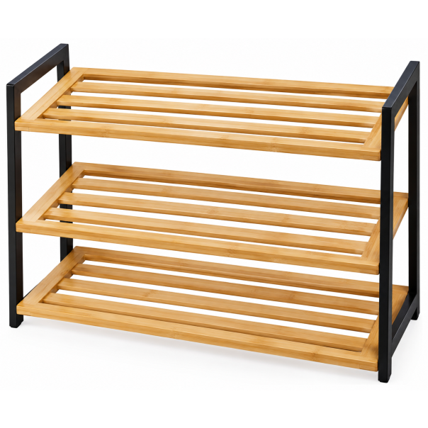 MKS Drvena polica za obuću 3 nivoa 68×25×66 cm