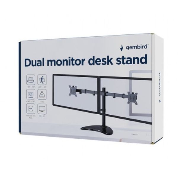MS-D2ST-02 Gembird Duplo Stono postolje za monitor (rotiranje, naginjanje, okretanje), 13-32 max.8KG