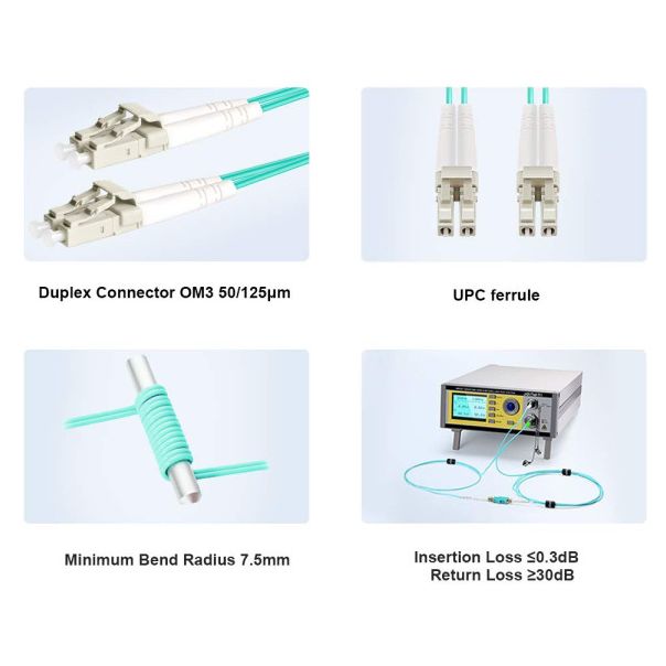 FO LC/UPC - LC/UPC MM 1M OM3 DX LSZH Aqua 2.0mm