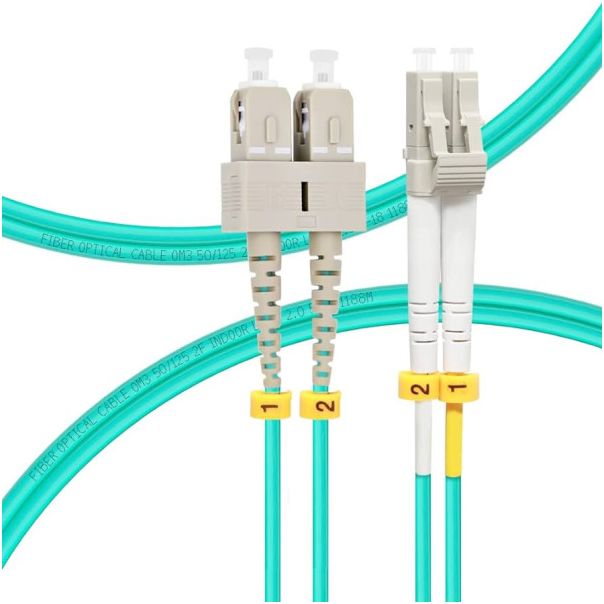 FO LC/UPC - SC/UPC MM 5M OM3 DX LSZH Aqua 2.0mm