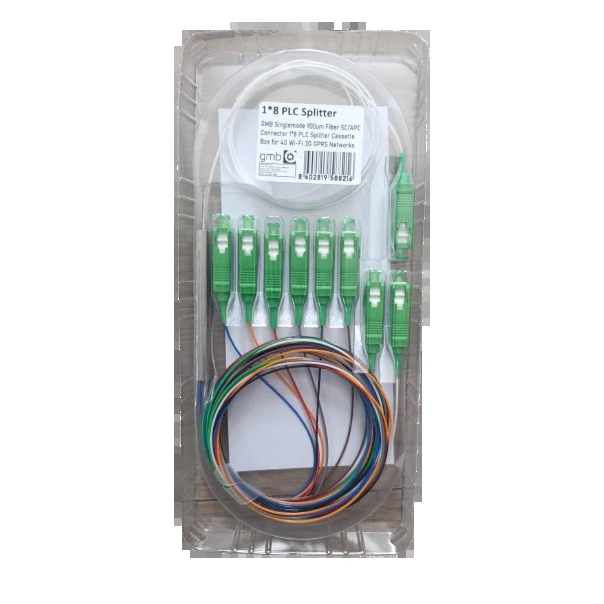 OPTIC-8 PLC Splitter GMB Singlemode 900um Fiber SC/APC conn. 1/8 PLC Splitter Cassette Box for 4G Wi