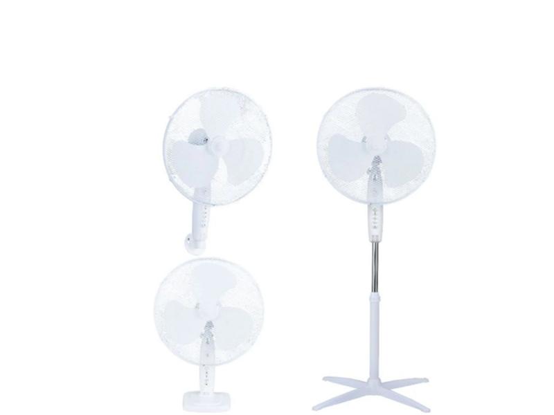 NIAROS KURELI VENTILATOR 3U1, PODNI, ZIDNI I STONI, PREČNIK 43CM, 45W, BELI