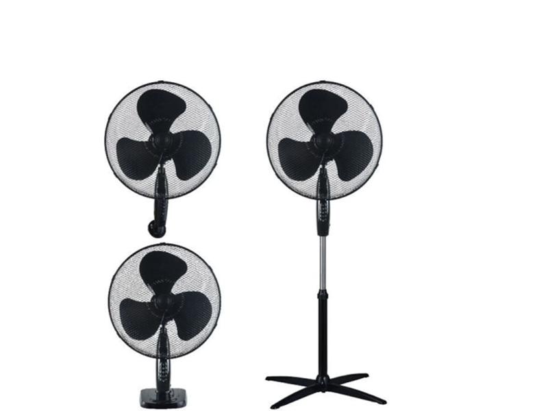 NIAROS KURELI VENTILATOR 3U1, PODNI, ZIDNI I STONI, PREČNIK 43CM, 45W, CRNI