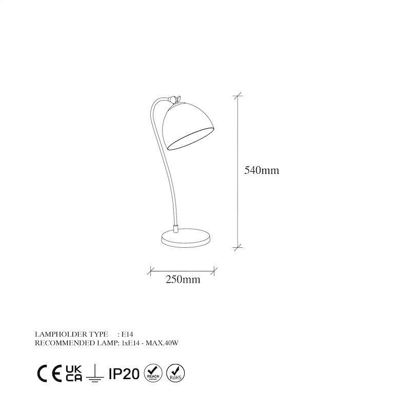 Stona lampa Acuka12295 Crna, Zlatna