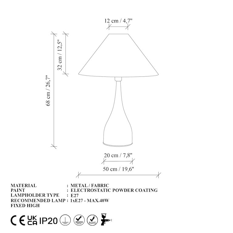 Stona lampa Luna - 15269 Crna, Bela