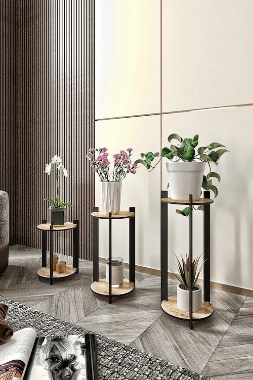 Drveni stalak za cveće Flower Desk Round - Hrast