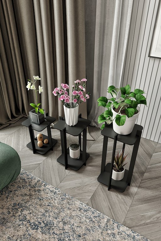 Drveni stalak za cveće Flower Desk Square - Crna