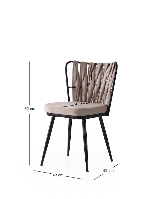 Set stolica (4 komada) Kuşaklı - 222 V4 Crna, Mink