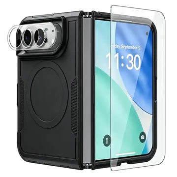 IPHONE DUO MAGNETIC CASE WITH TEMPERED GLASS SCREEN PROTECTOR, CAMERA LENS PROTECTOR