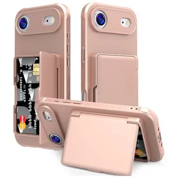 IPHONE AIR HIBRIDNA MASKA SA SKRIVENIM OGLEDALOM I PREGRADOM ZA KARTICE - ROZE