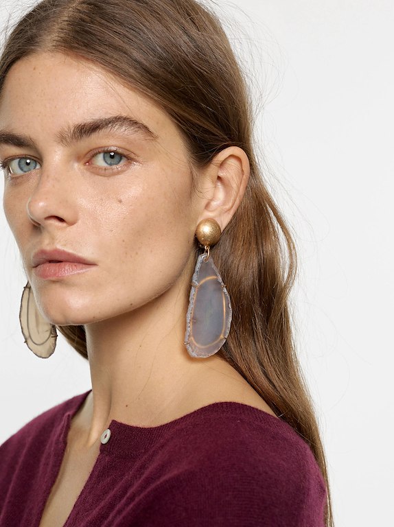 LONG STONE EARRINGS WITH AGATE
