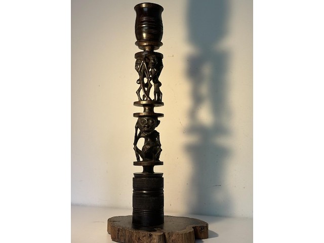 Afrika - svećnjak u duborezu, abonos, visina 49 cm