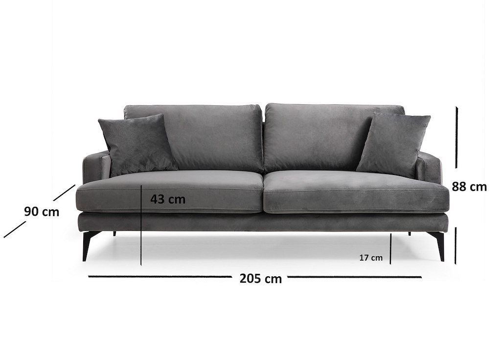 Trosed Papira 3 Seater - Siva