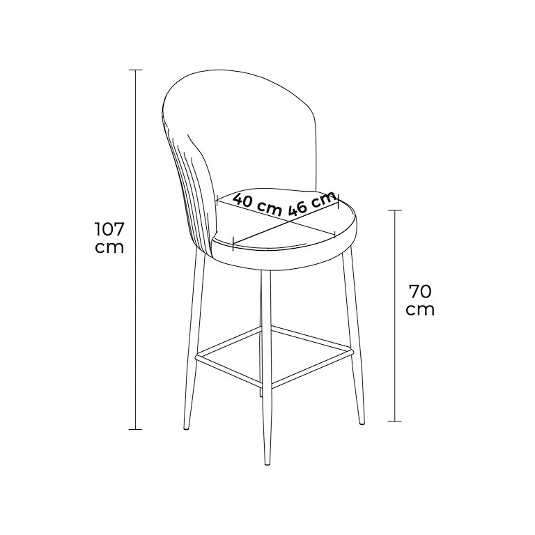 Set barskih stolica (2 komada) Fora - Kapućino, Crna