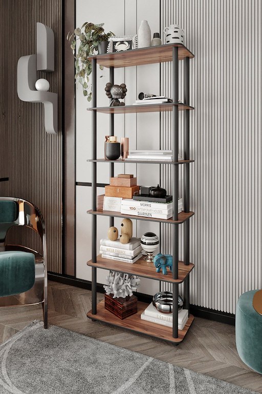 Polica za knjige Bookcase 6 Rect - Orah