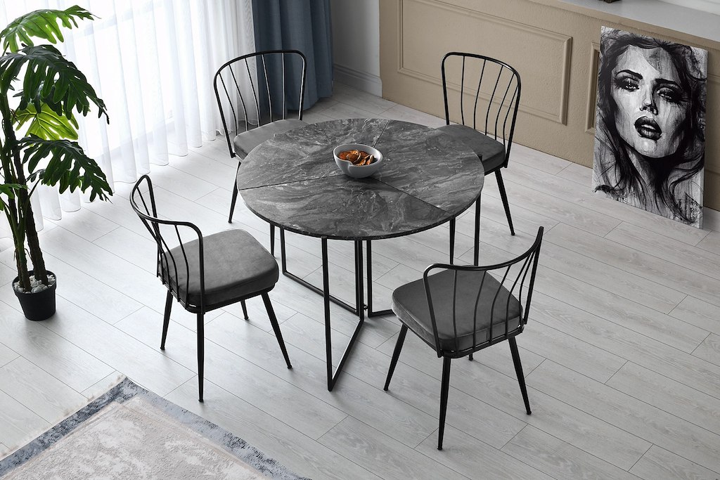 Set stolica (2 komada) Yıldız - 942 V2 Crna