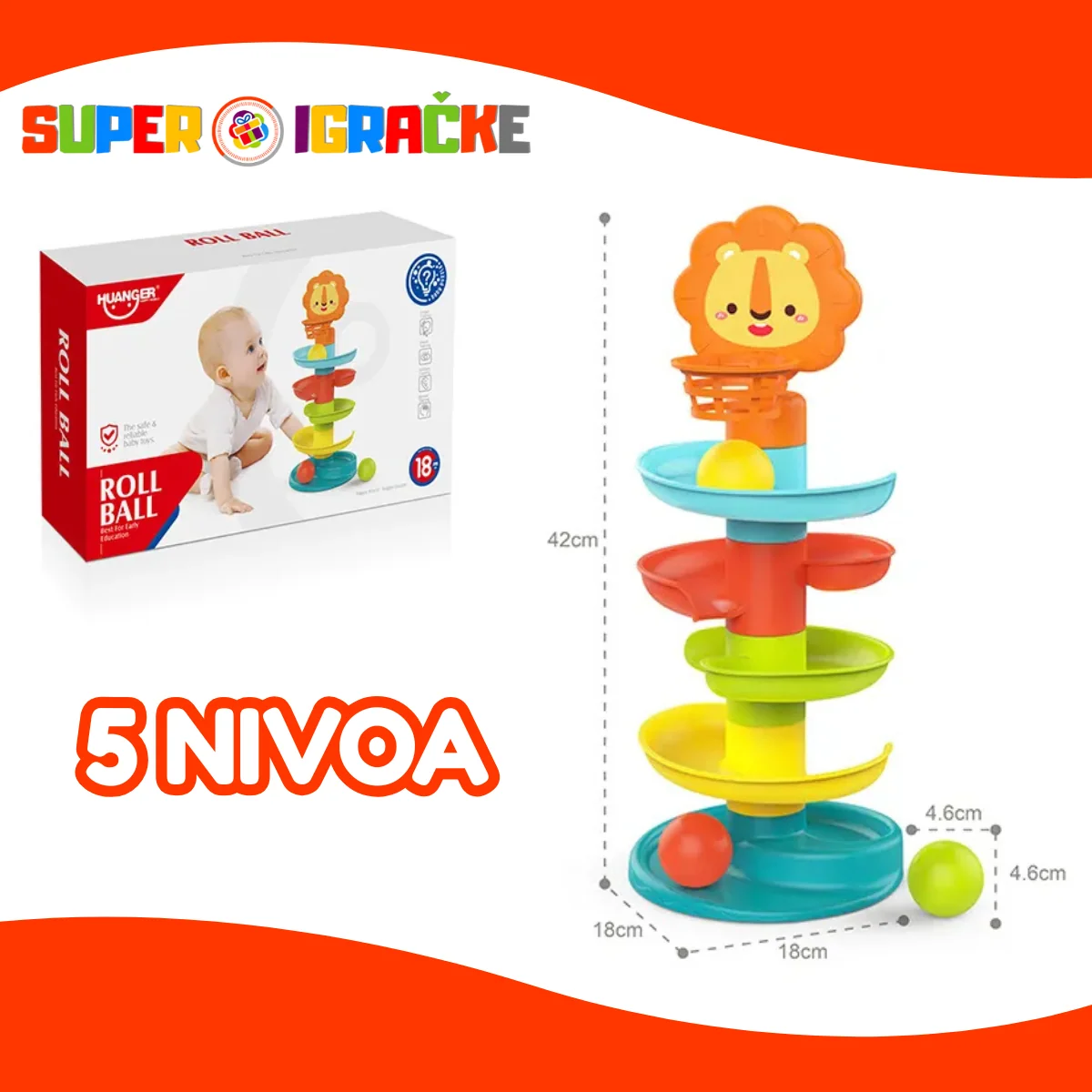 HUANGER BEBI SPIRALNI TOBOGAN LAV - 5 NIVOA