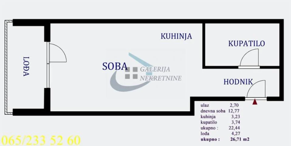 Čukarica, Železnik - Velisava Vulovića 27m2
