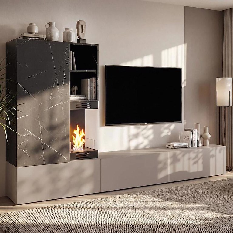 Gina regal 270x40x158 cm siva/crni mermer