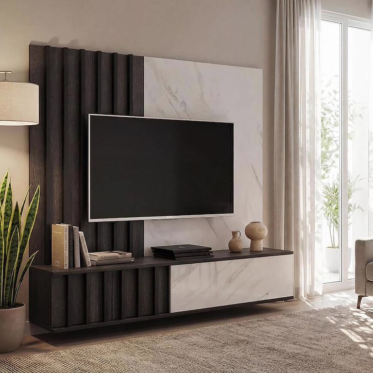 Noir regal 160x35x148 cm grafit hrast/mermerno crna