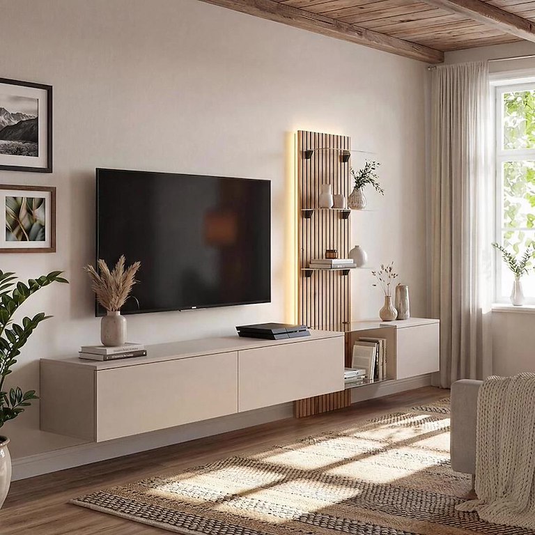 Luzz regal 220x40x160 cm bež/svetli hrast