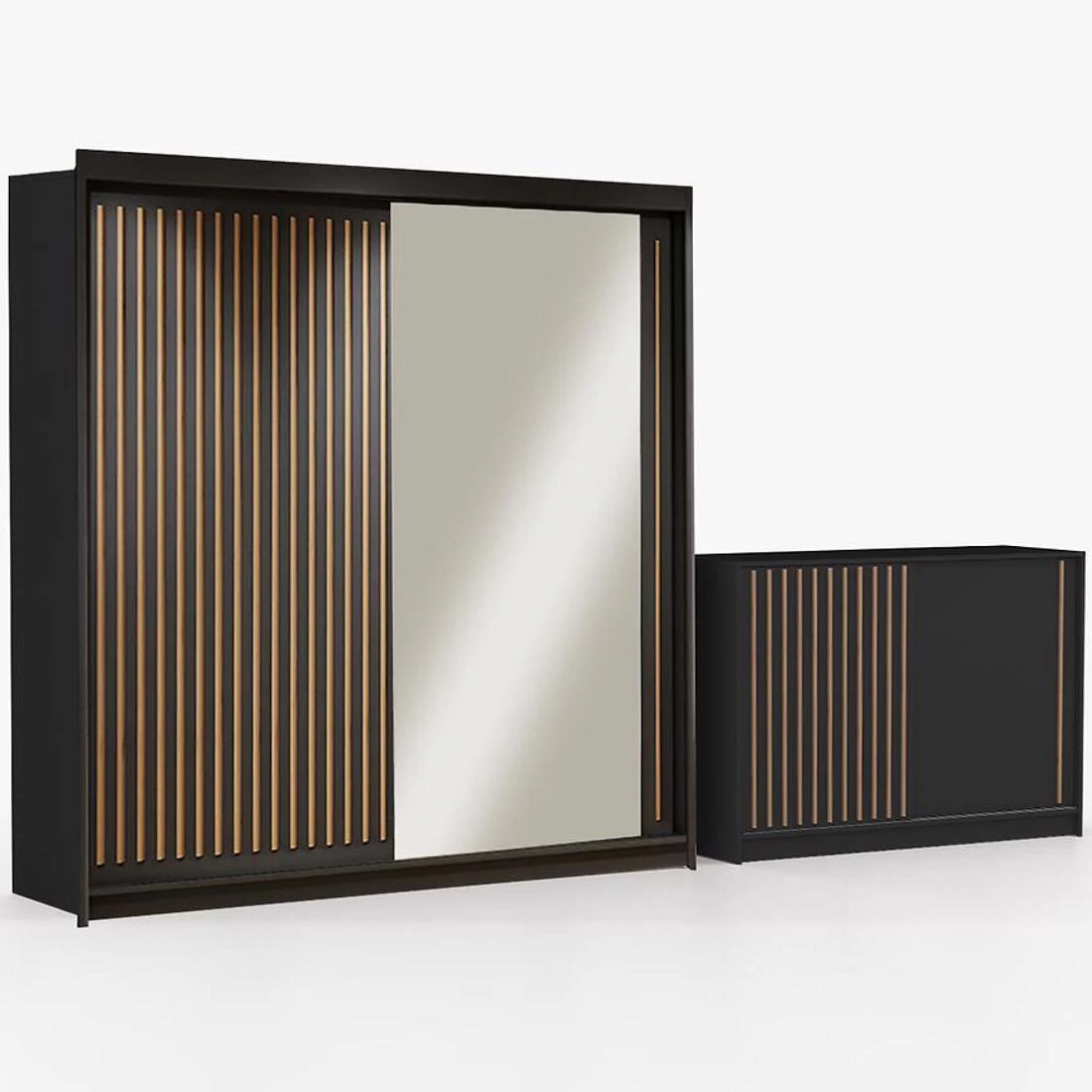Royal ormar + Royal komoda 203x62x216 cm crna