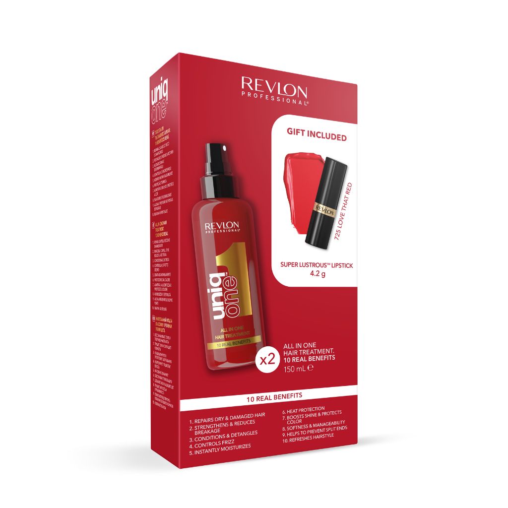RP UNIQONE DUO PACK HAIR TREATMENT 150ML & RED LIPSTICK